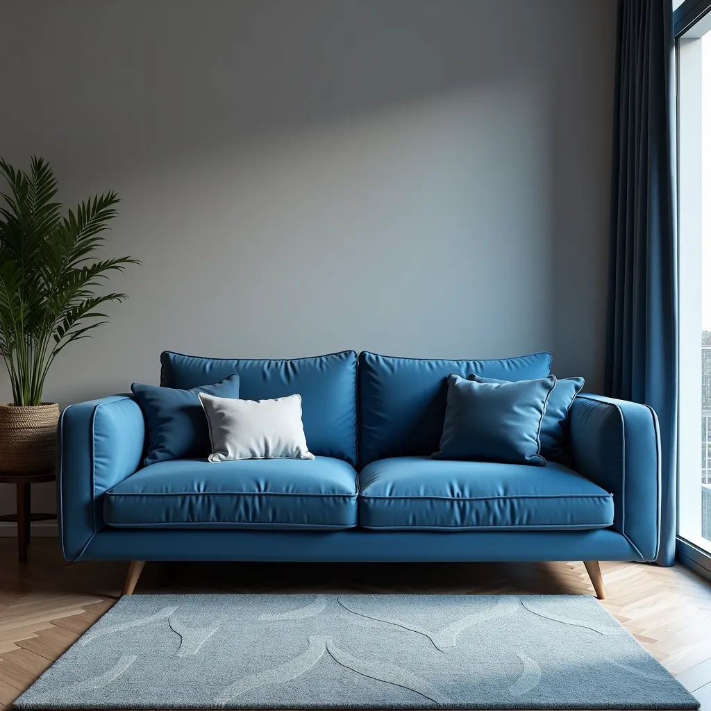 Creative Blue Couch Living Room Design Ideas